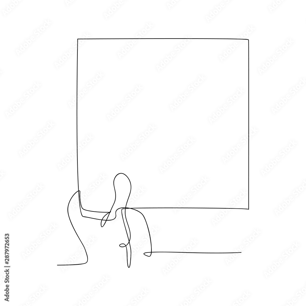 continuous line drawing of paper in hand. isolated sketch drawing of ...