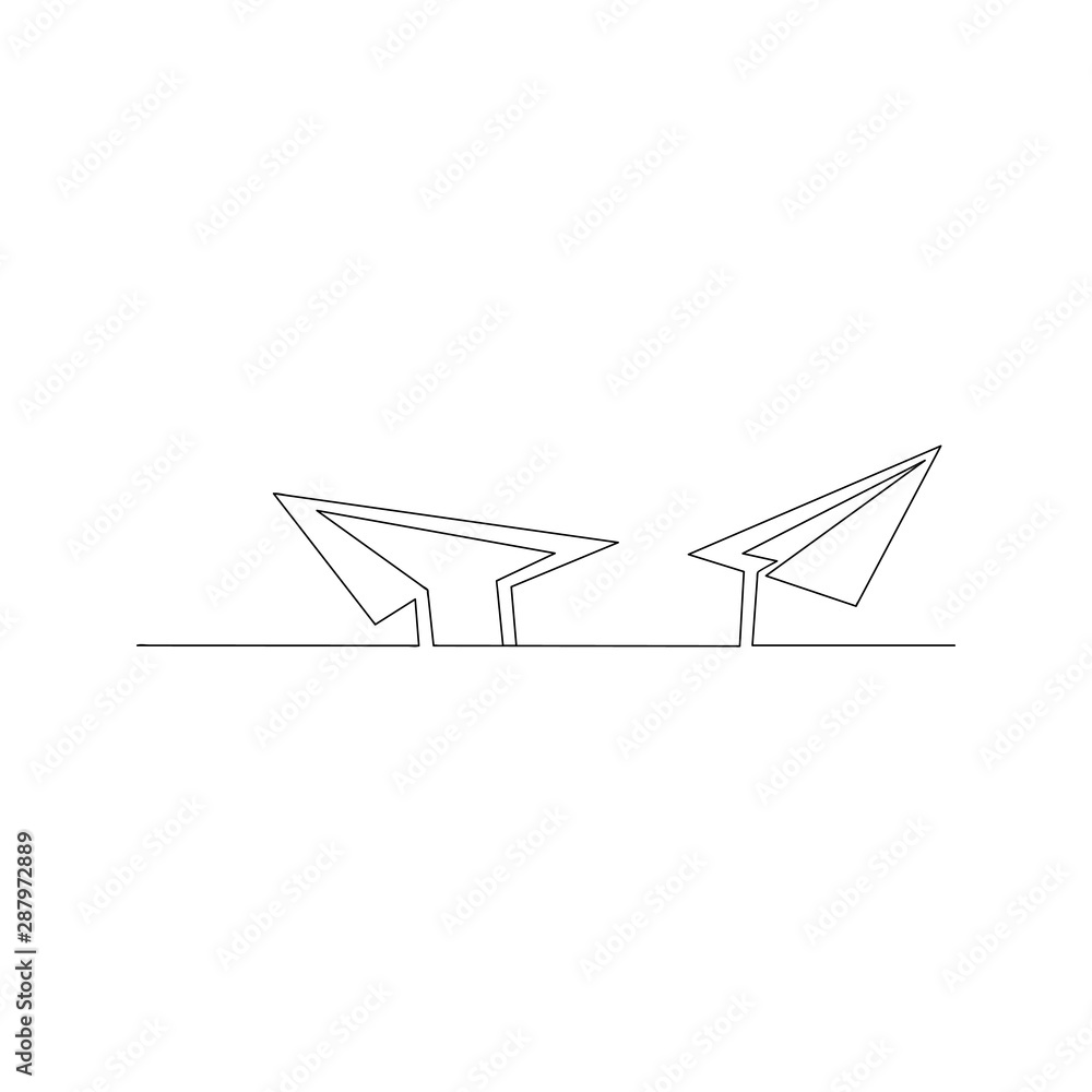continuous line drawing of paper airplanes. isolated sketch drawing of ...