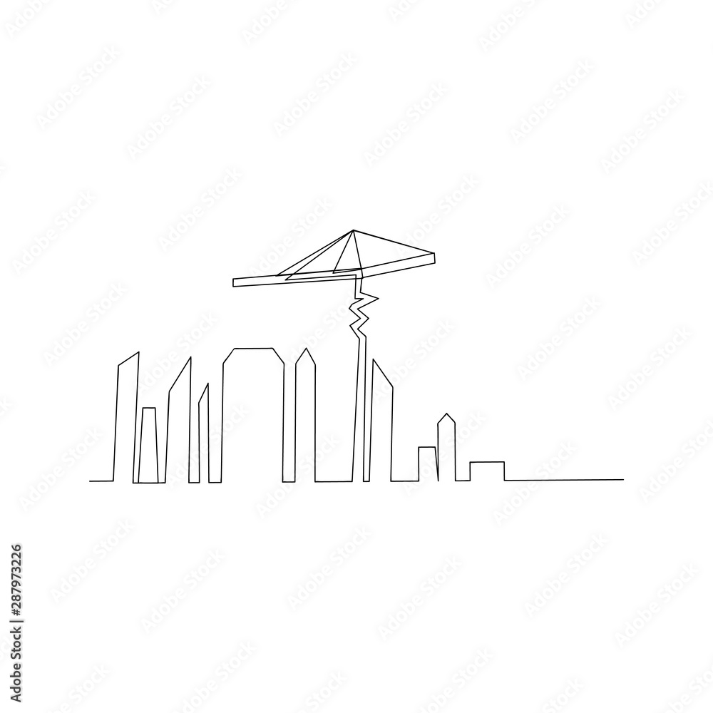 continuous line drawing of buildings. isolated sketch drawing of ...