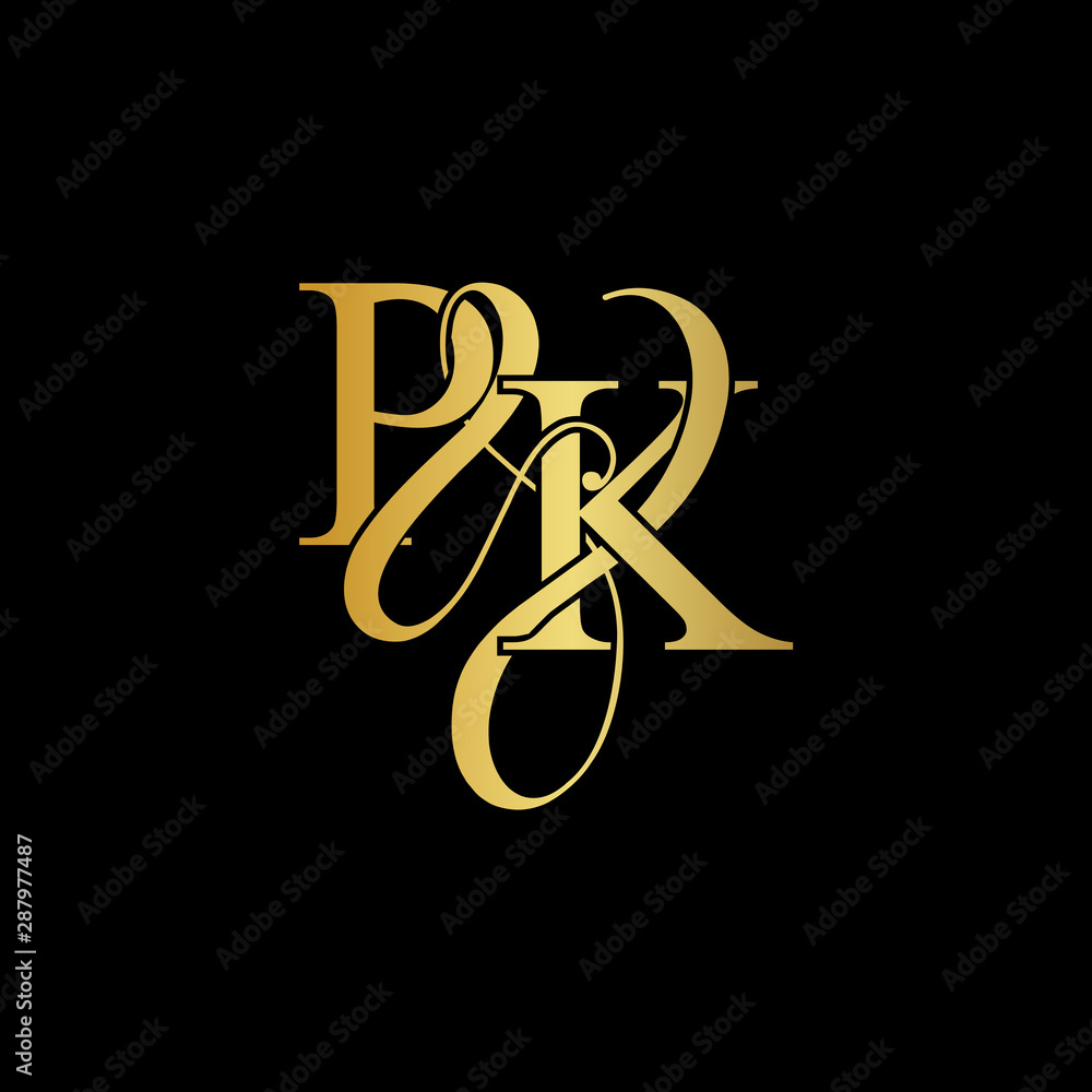 Vecteur Stock Initial letter P & K PK luxury art vector mark logo, gold ...