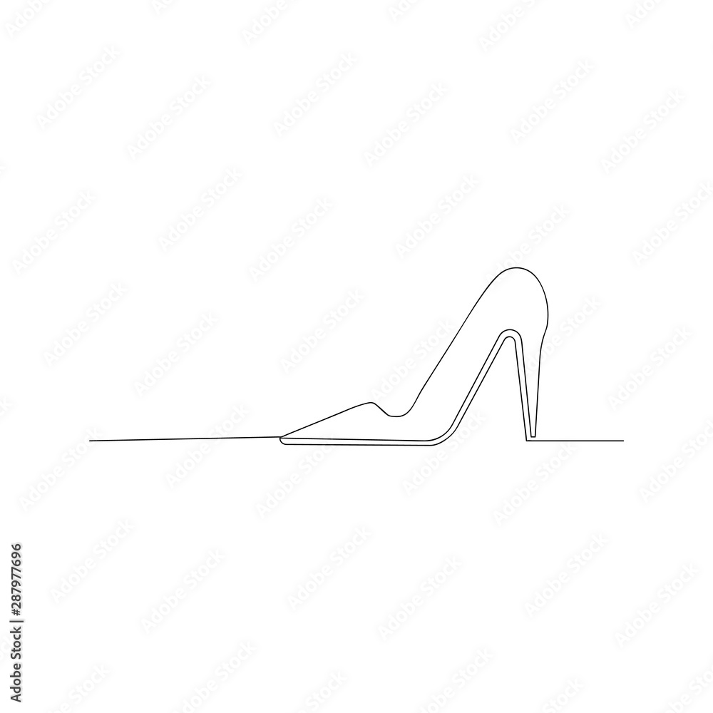 continuous line drawing of woman shoes. isolated sketch drawing of ...