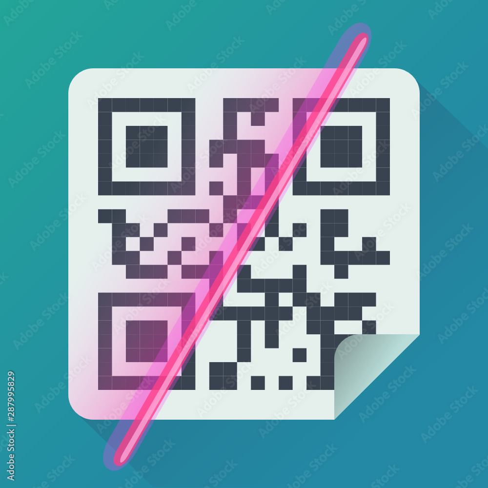 Etiquette QR Code et scan (flat design) Stock Vector | Adobe Stock