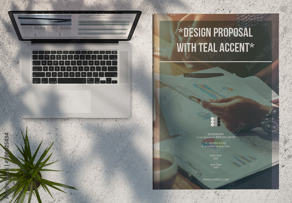 Proposal Layout with Green Accents Stock Template | Adobe Stock