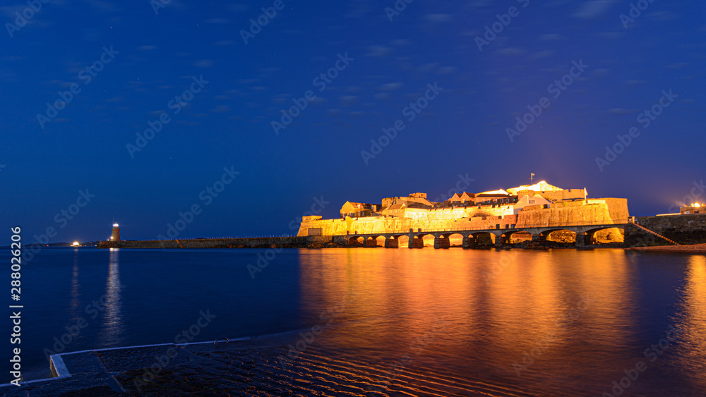 guernsey castle cornet st peter port guernsey at night Stock Photo ...