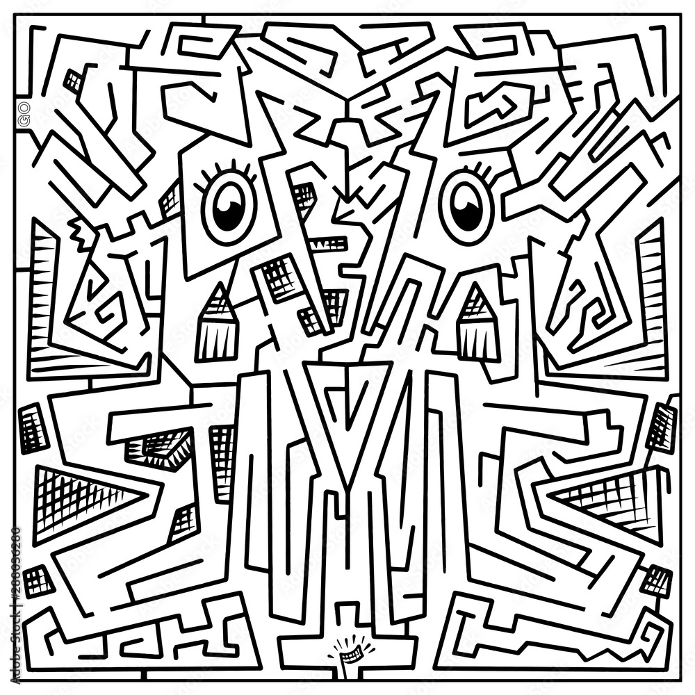 Maze Game Illustration Artistic Style Brain Training Visual Game Art ...