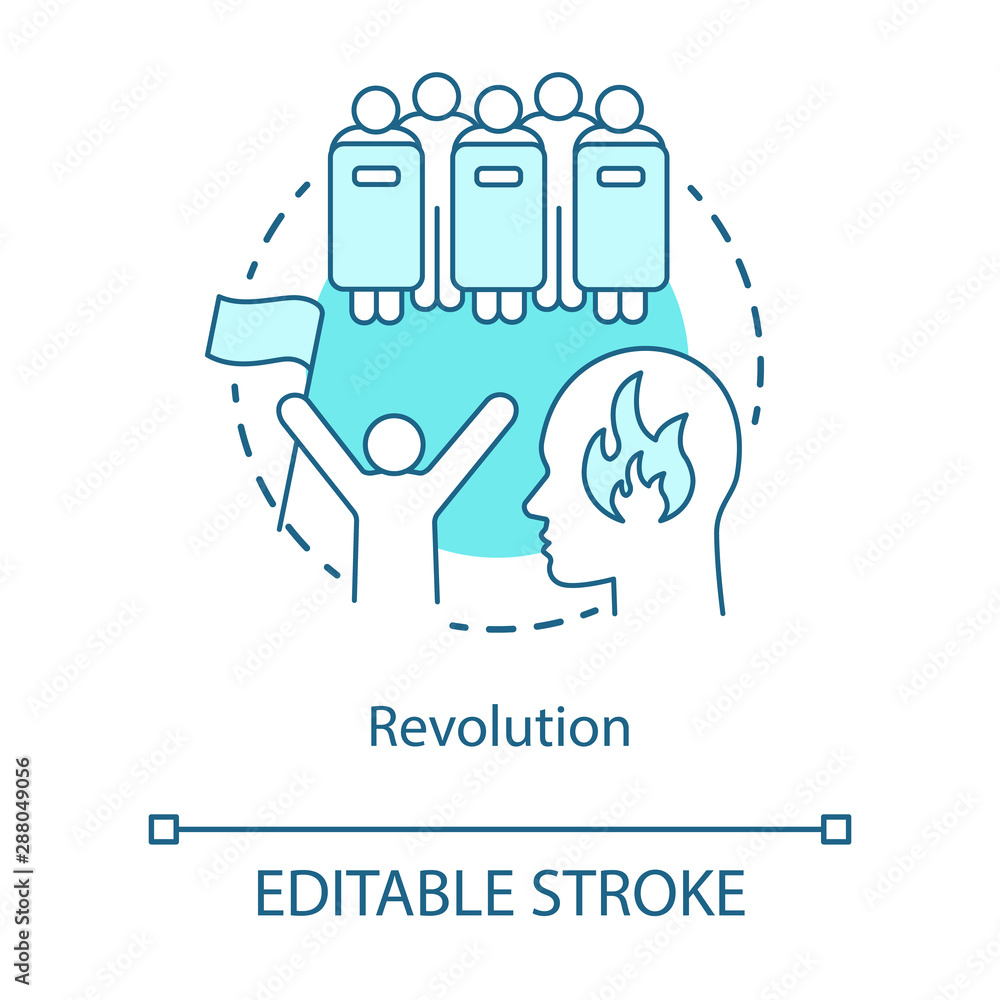 Revolution concept icon. Civil unrest, conflict idea thin line ...