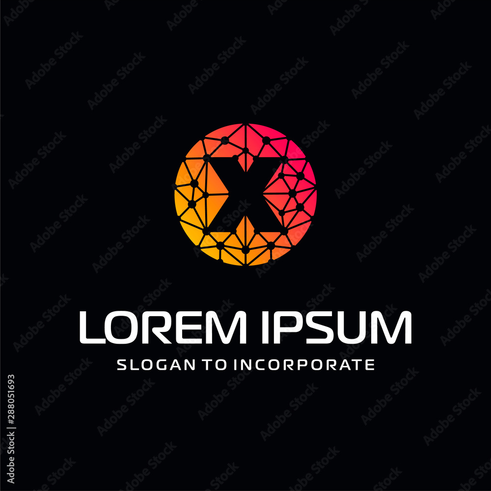 letter X Logo Design Template. Technology Digital logo . negative space ...