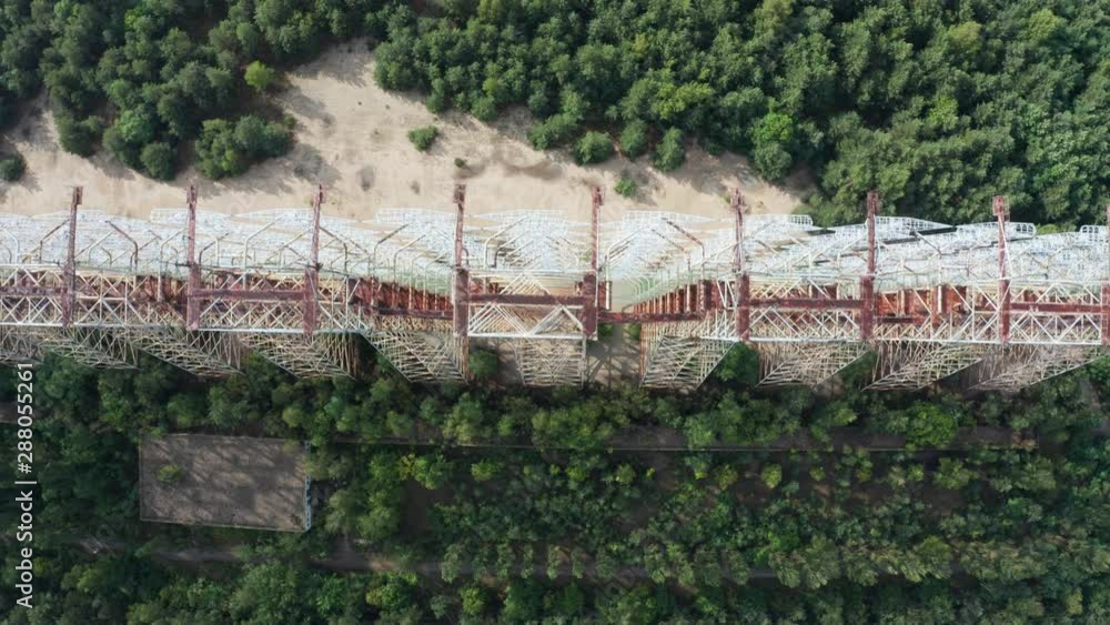 Drone view of Duga giant construction, over-the-horizon radar system ...