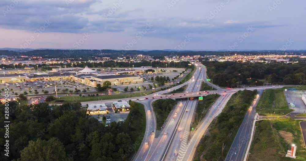 Aerial drone hyperlapse timelapse, Route 30 highway in Lancaster ...