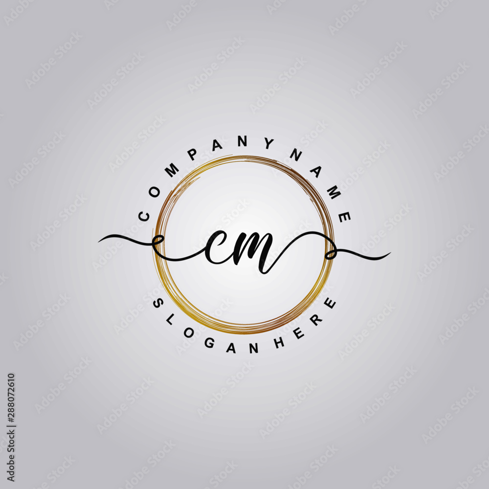 Initial letter CM beauty vector handwriting concept logo Stock Vector ...