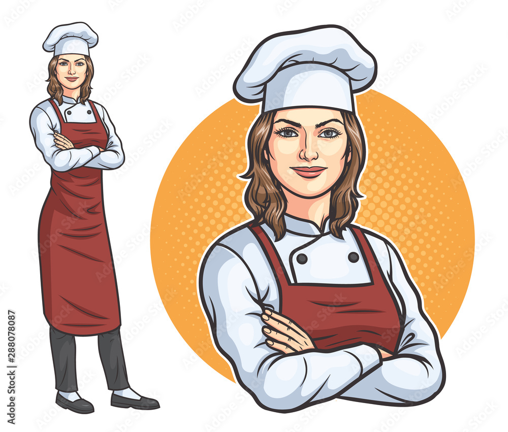 Standing Female Chef Stock Vector | Adobe Stock
