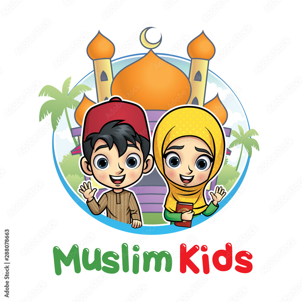 Muslim Kids and Mosque Stock Vector | Adobe Stock