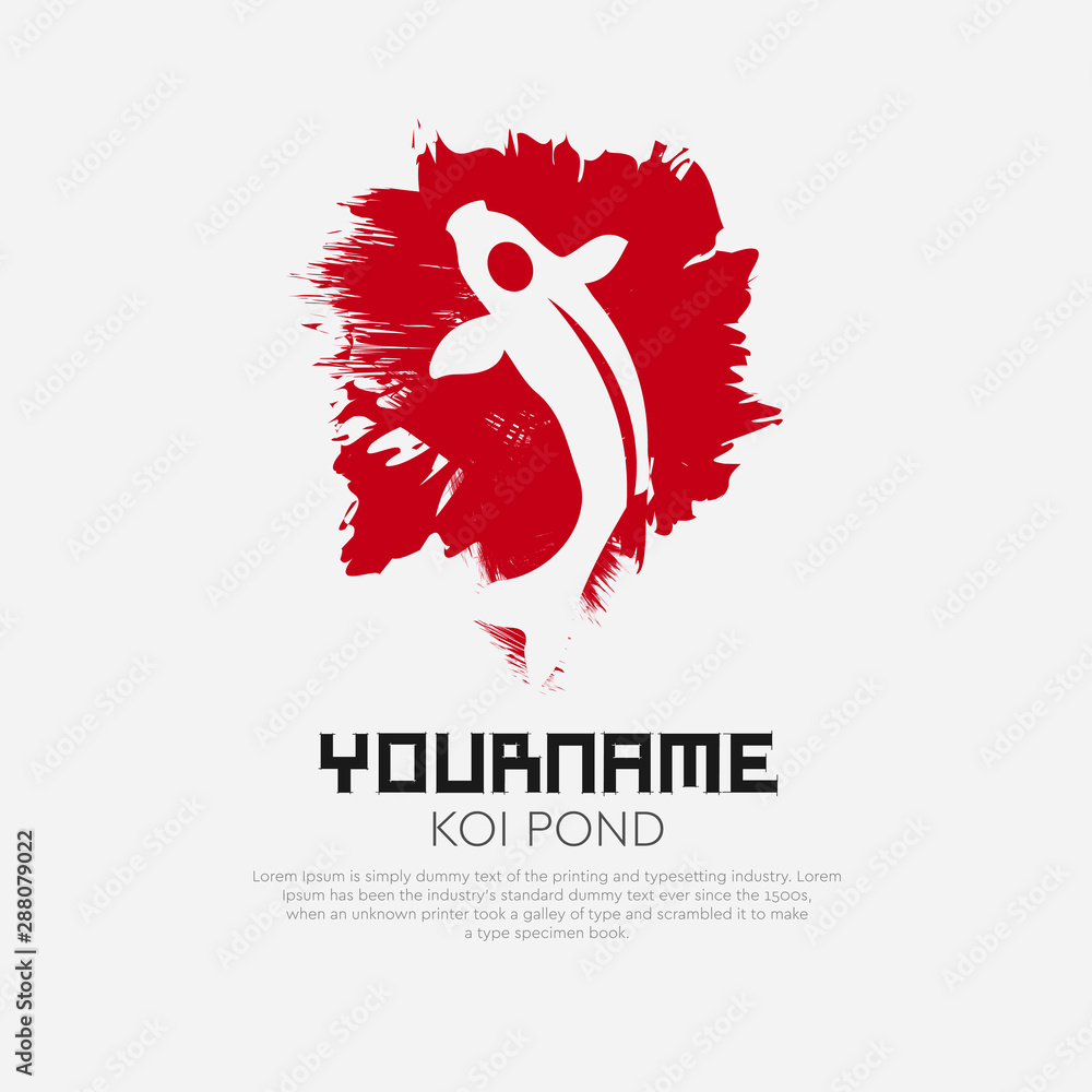 Koi fish with red circle background isolated vector illustration. Good ...