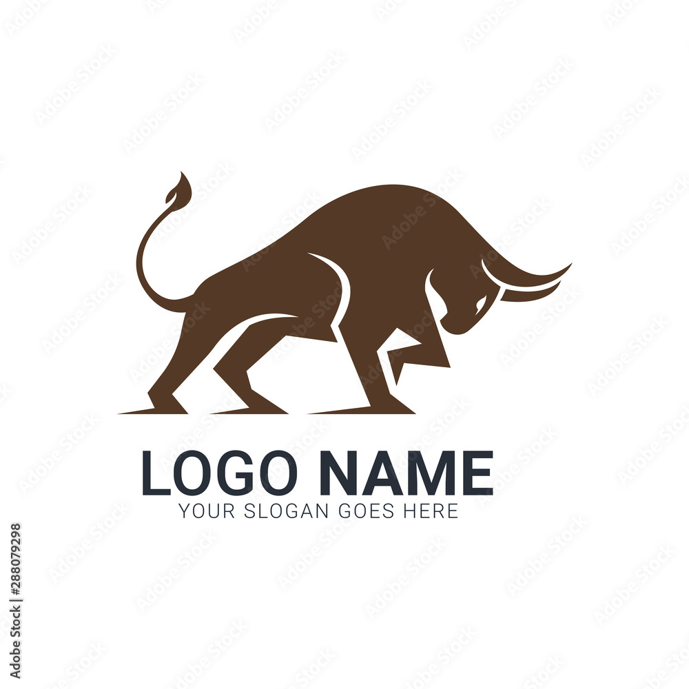 Golden brown bull silhouette. Bull logo design. Stock Vector | Adobe Stock