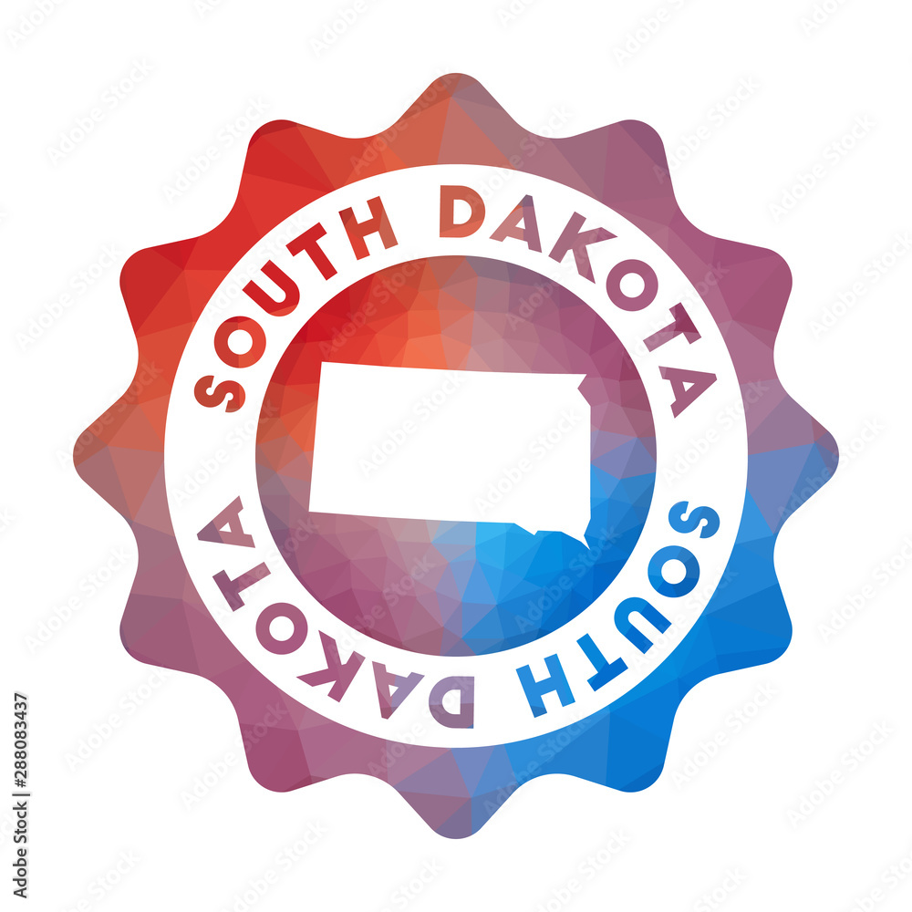 South Dakota low poly logo. Colorful gradient travel logo of the us ...
