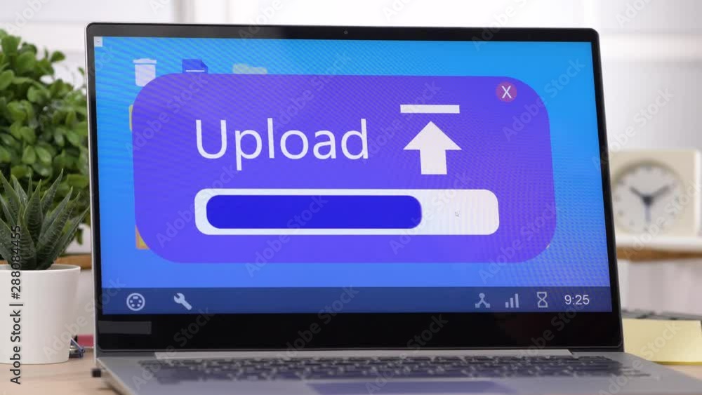 Uploading data from a laptop portable computer screen. Stock Video ...