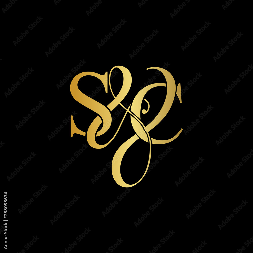 Initial letter S & C SC luxury art vector mark logo, gold color on ...