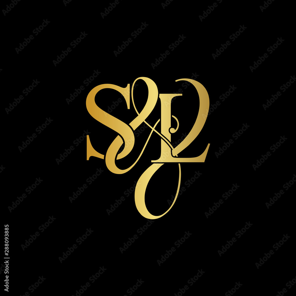 Initial letter S & L SL luxury art vector mark logo, gold color on ...