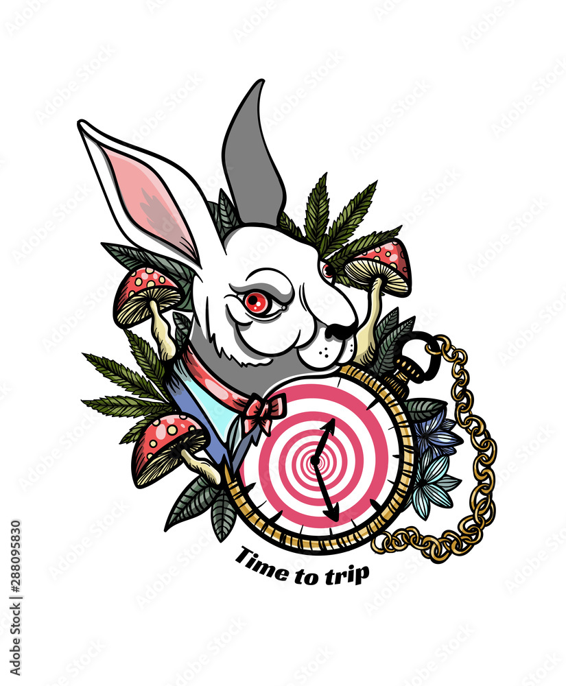 Rabbit from Alice in Wonderland, tattoo Stock Vector | Adobe Stock