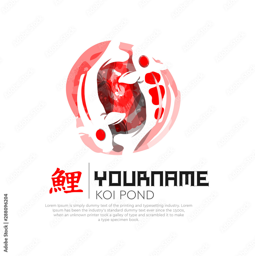 Koi fish with red circle background isolated vector illustration. Good ...