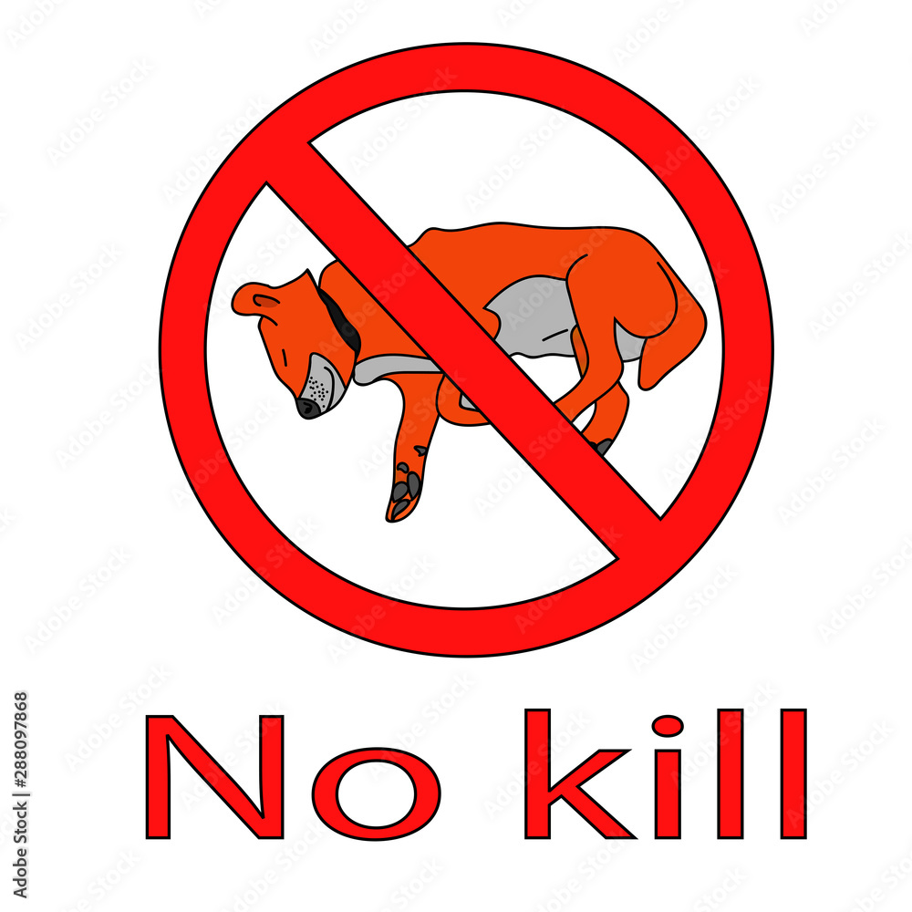 dead dog on the poster for World Animal Day. No kill. isolated vector ...