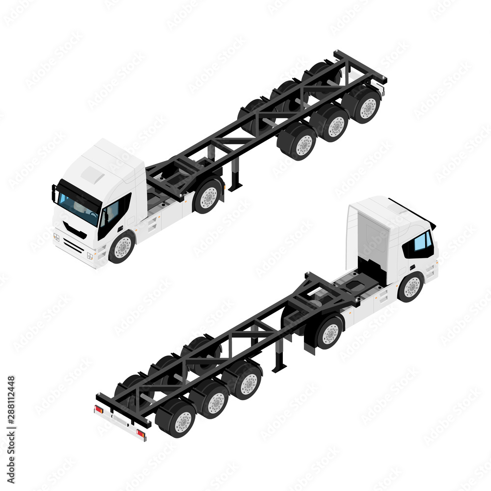 Heavy transport truck without container isometric view isolated on ...