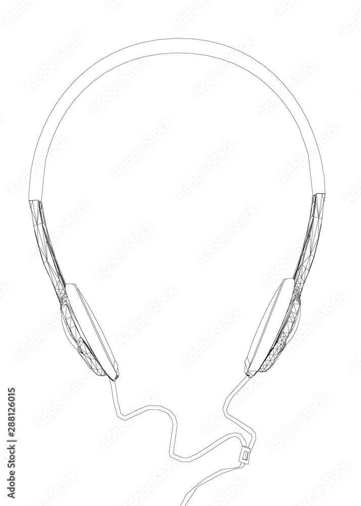 Headphone circuit with wires. Front view. Vector illustration. Stock ...