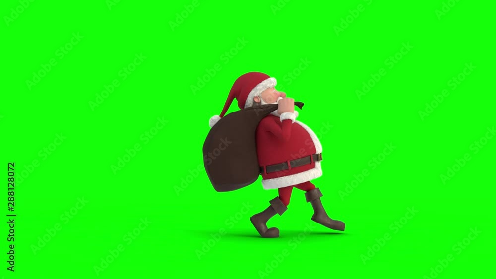 Seamless looping animation of a cartoon Santa Claus with gift bag ...