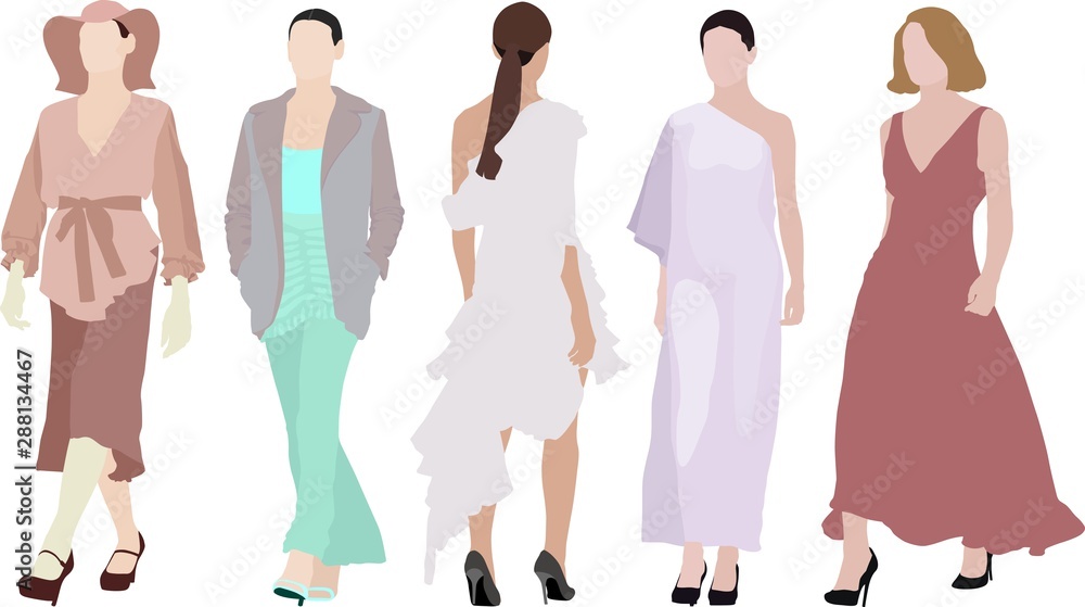fashion models - clip art illustration Stock Vector | Adobe Stock
