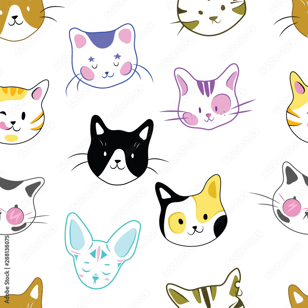 Set of cats. A collection of cartoon kittens of different colors ...