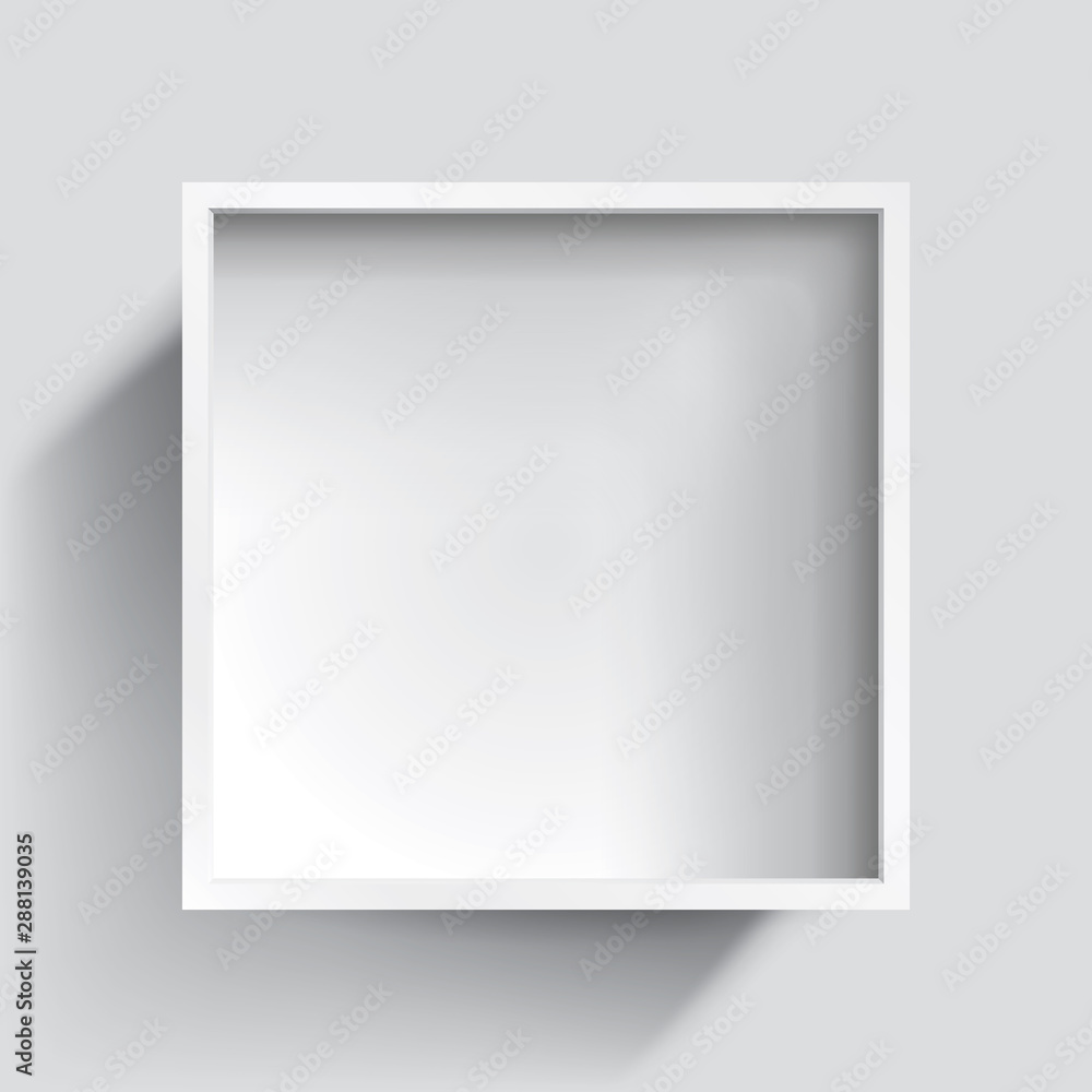 Realistic empty thin frame on light background, border for your ...