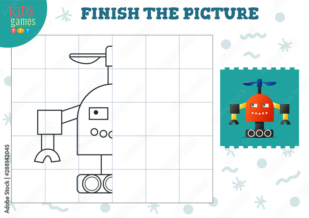 Complete the picture vector illustration. Finish and coloring game for ...