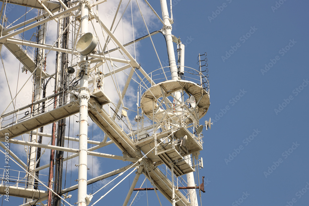 Radio-television tower for receiving and transmitting electromagnetic ...