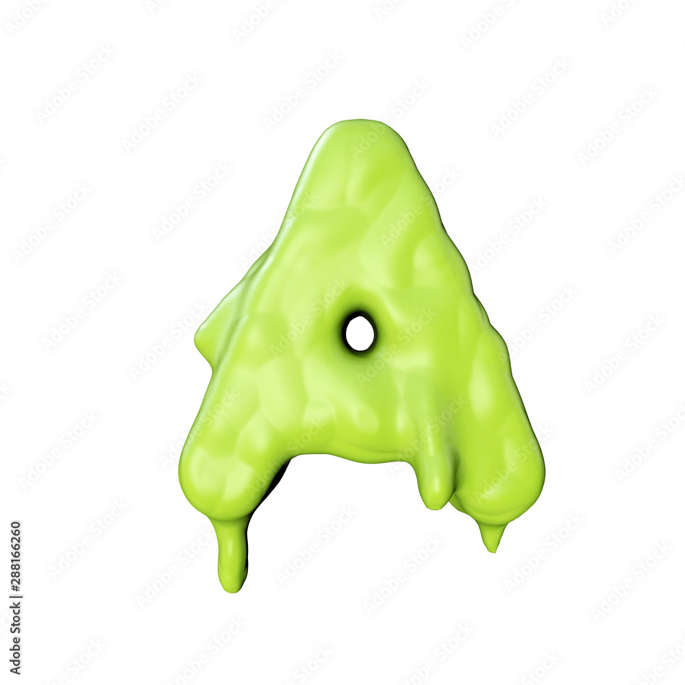Letter A green slime oozing halloween font. 3D Rendering Stock ...