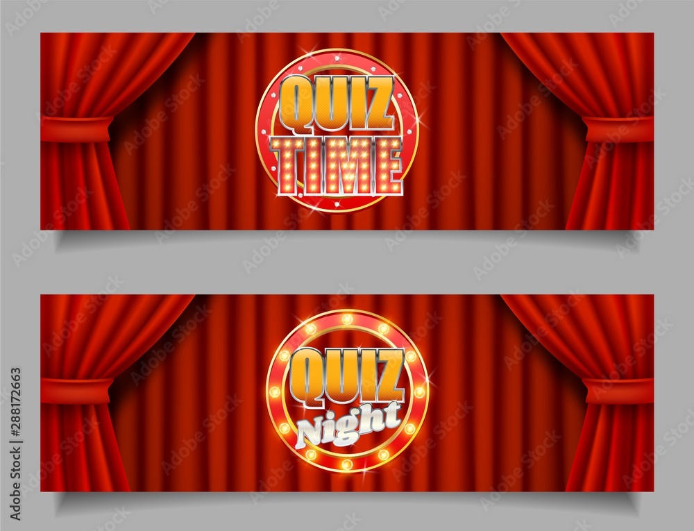 Quiz game vector horizontal banner template set Stock Vector | Adobe Stock
