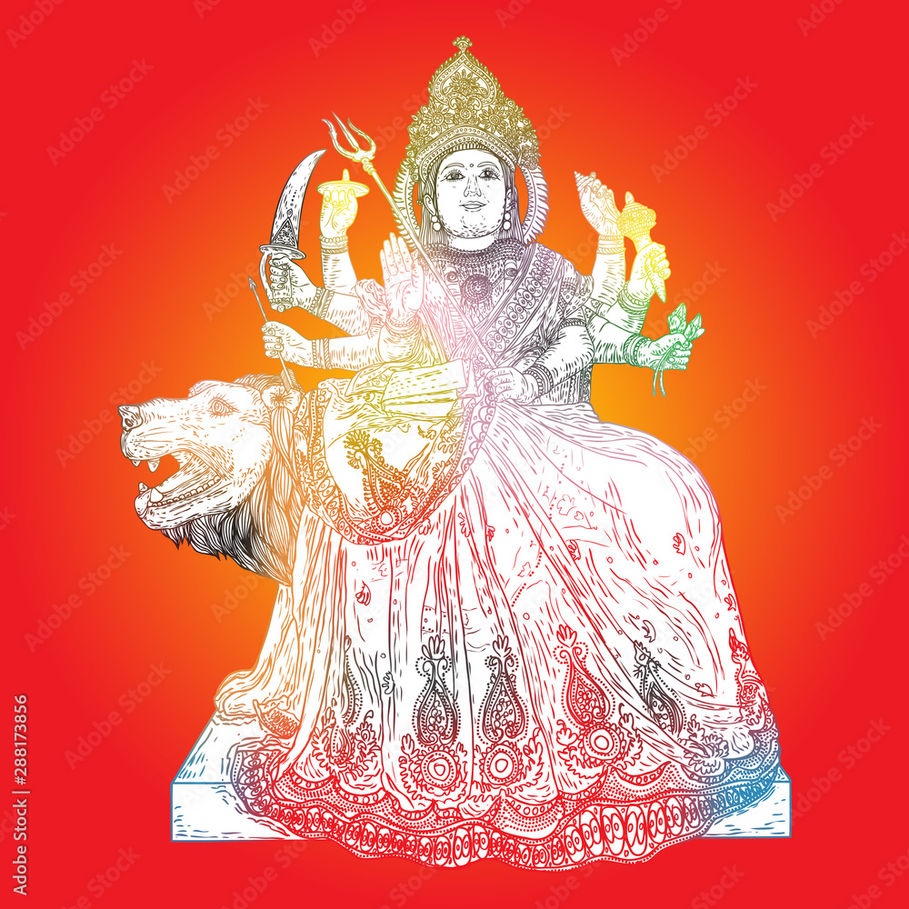 Indian Goddess Durga classic sculpture for Durga Puja holiday festival ...