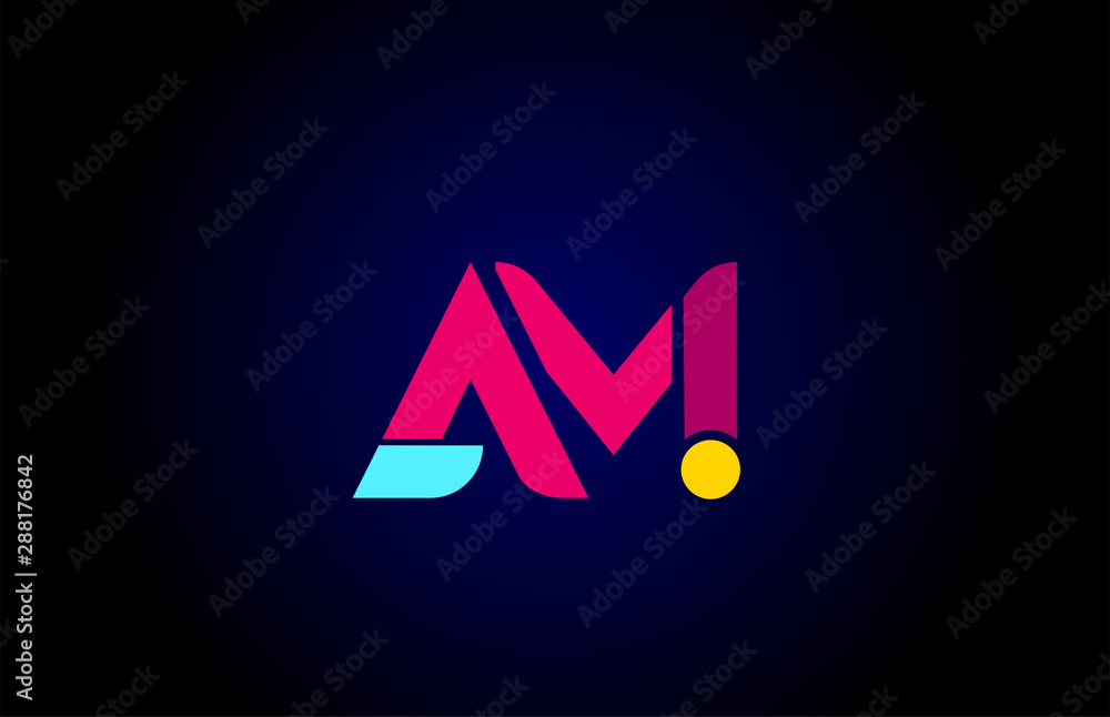 pink blue alphabet letter AM A M combination for company logo Stock ...