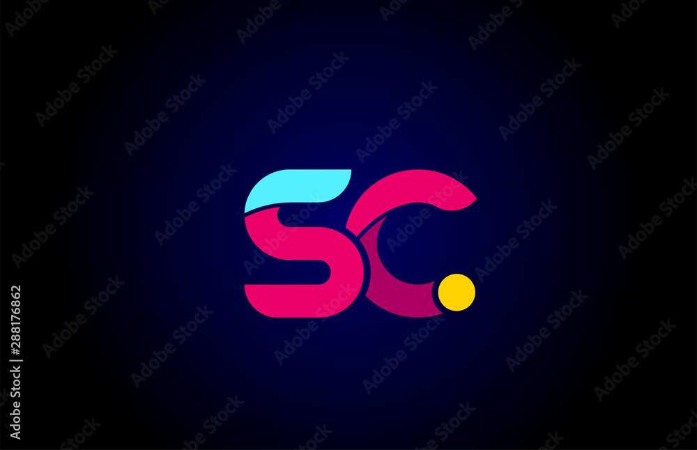 pink blue alphabet letter SC S C combination for company logo Stock ...