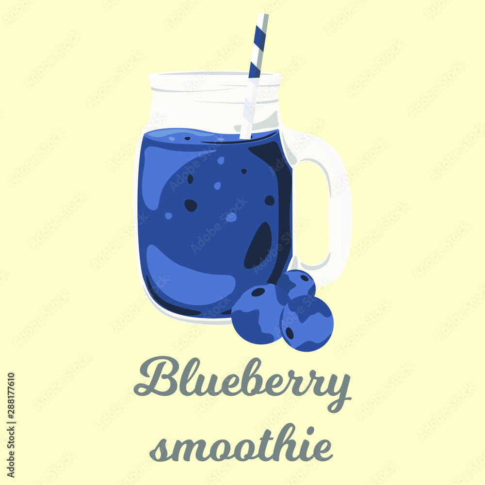 Blueberry smoothie cartoon vector clip-art. Colored isolated drink ...