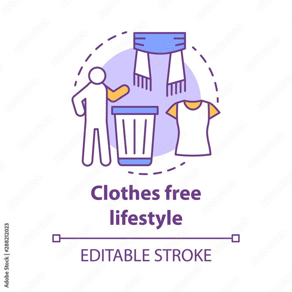 Clothes free lifestyle concept icon. Living in nude idea thin line ...