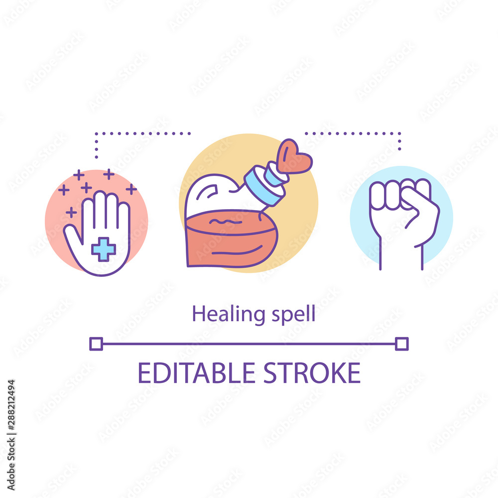 Healing spell concept icon. Witchcraft and alchemy idea thin line ...