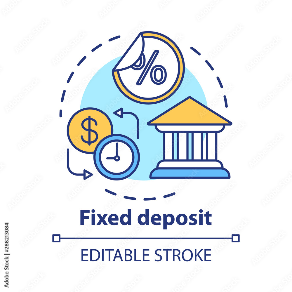 Savings concept icon. Fixed deposit idea thin line illustration ...
