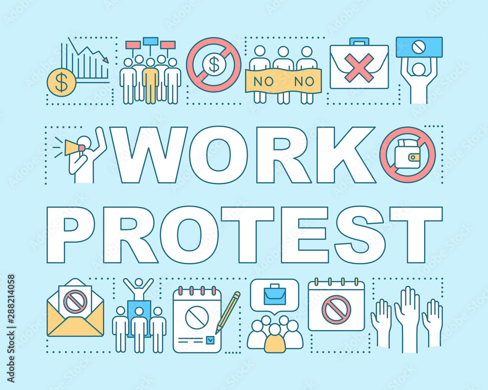 Work protest word concepts banner. Labor union strike presentation ...