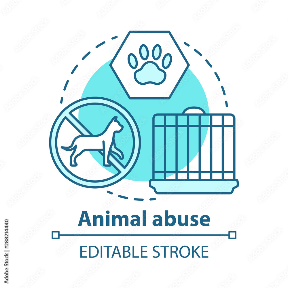 Animal abuse and harm concept icon. Zoosadism. Animal neglect, cruelty ...