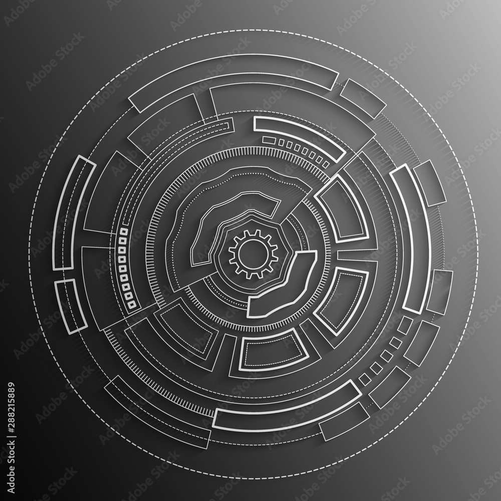 Gear wheel with circle. Futuristic mechanism design for business ...