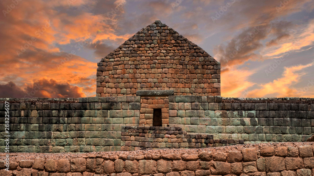 Ingapirca, Sunset at an archaeological site also known as the temple of ...