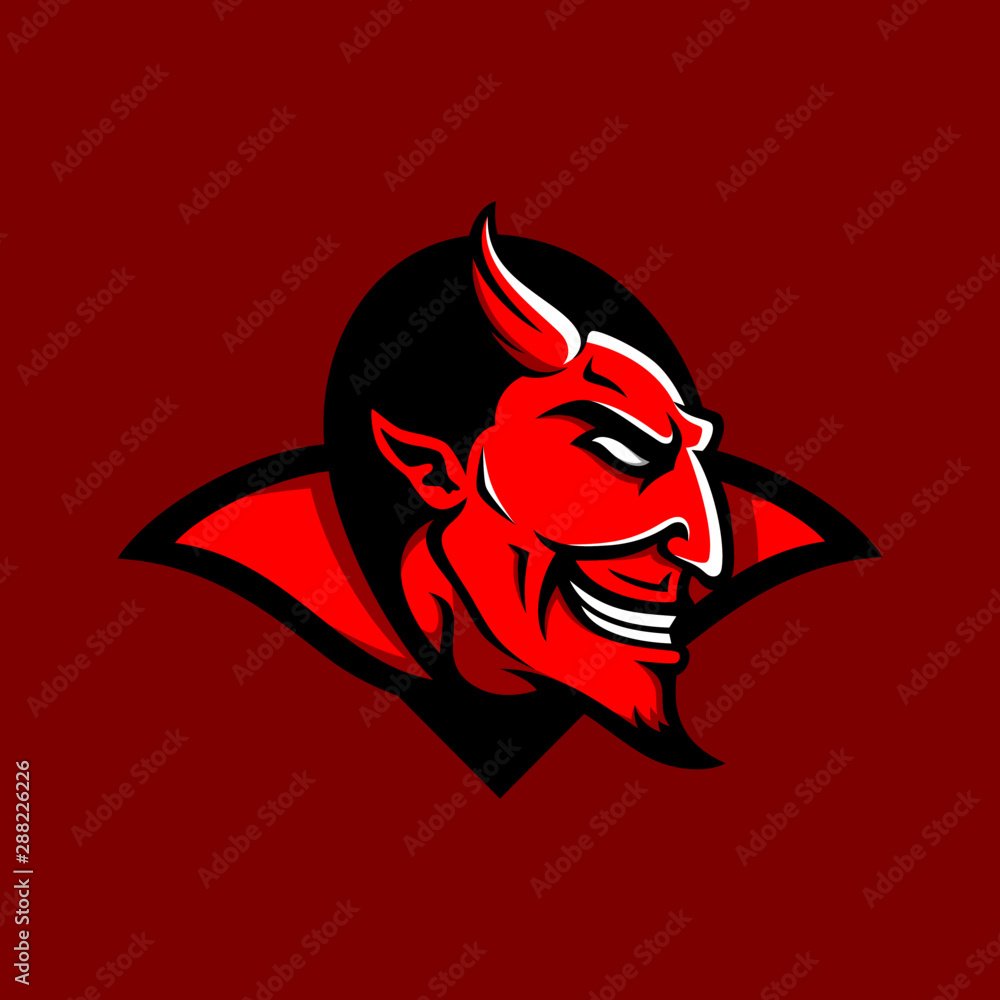 smiling devil face vector logo Stock Vector | Adobe Stock