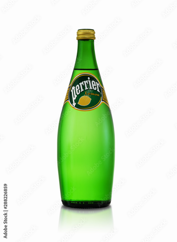 Bottle of Perrier Lemon - Sparkling Natural Mineral Water Stock Photo ...