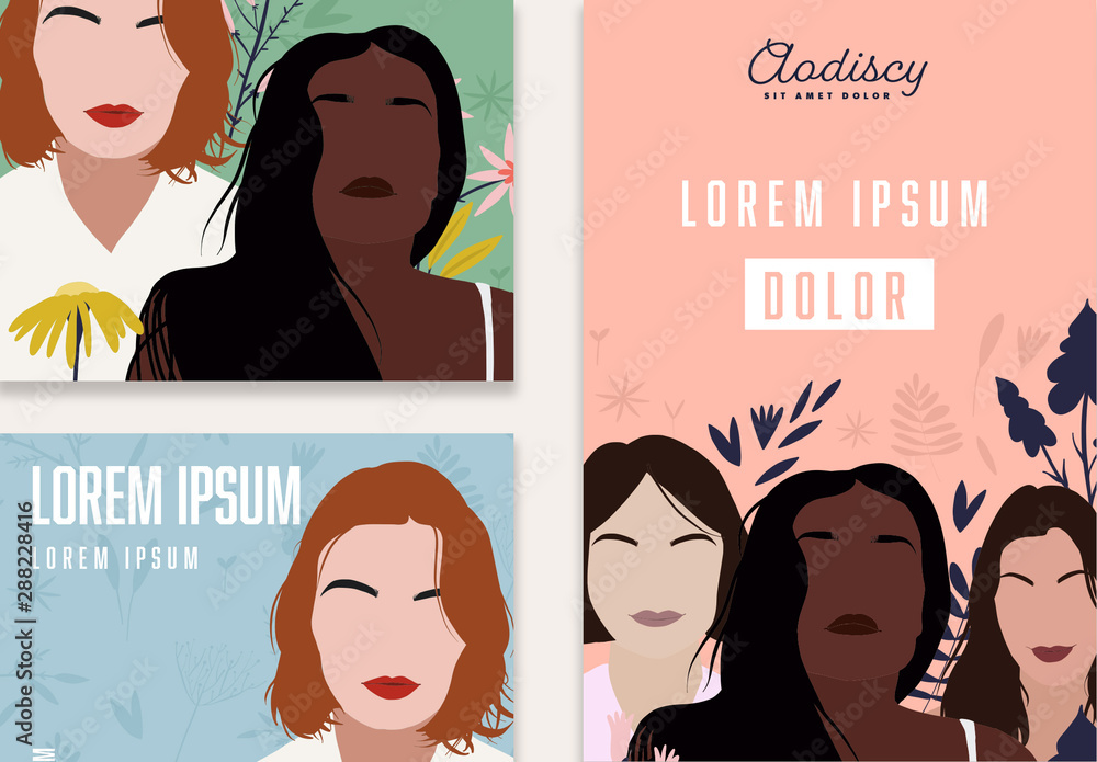 Social Media Post Layouts with Graphic Portraits Stock Template | Adobe ...