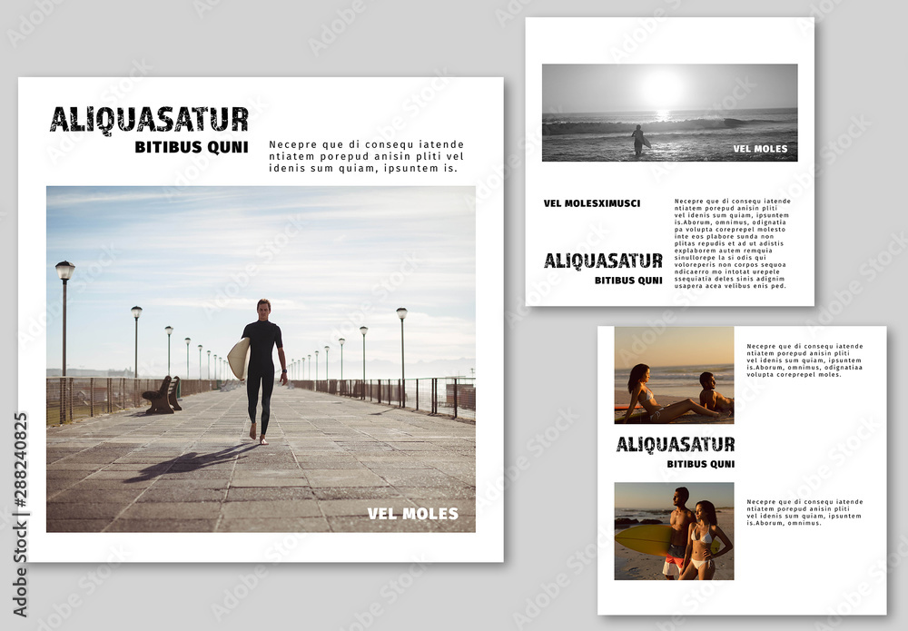 Social Media Post Set with Distressed Text Element Stock Template ...